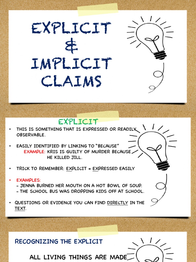 Explicit & Implicit Claims | PDF | Academic Discipline Interactions ...