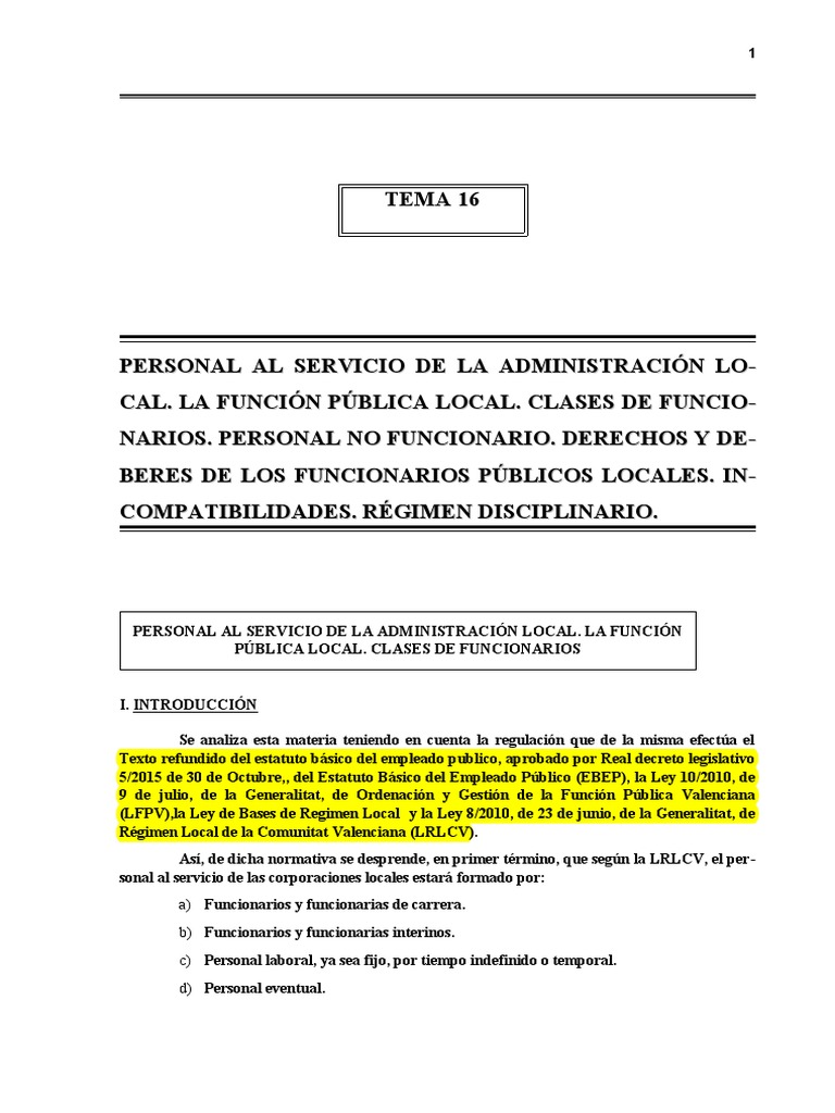 Eell Esquema | PDF | Derecho laboral | Administración Pública