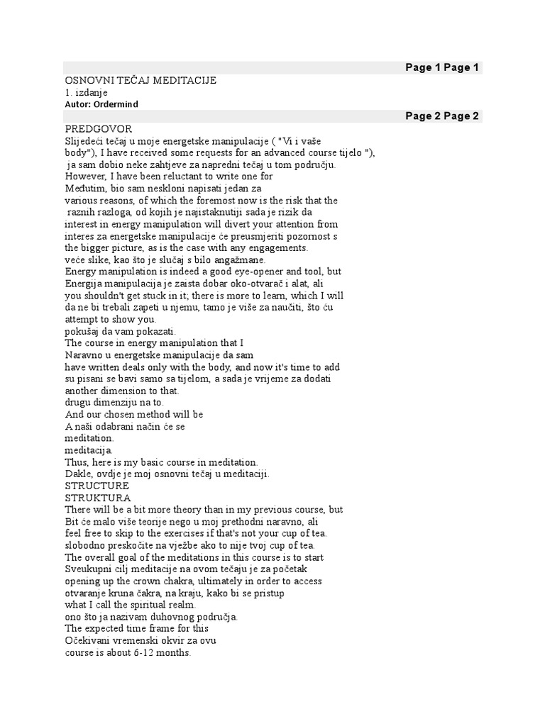Osnovni Tecaj Meditacije | PDF