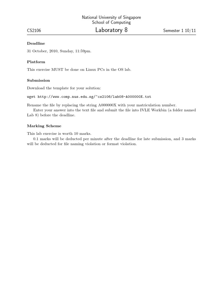 CS2106 Lab 8 | PDF | Computer File | Computer Architecture