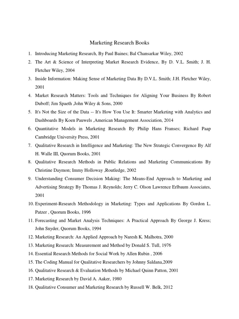 Essential Marketing Research Books | PDF | Marketing Research ...