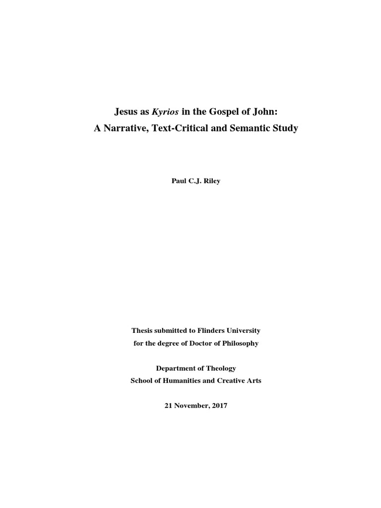 Jesus as Kyrios in John's Gospel | PDF | Gospel Of John | Narrative