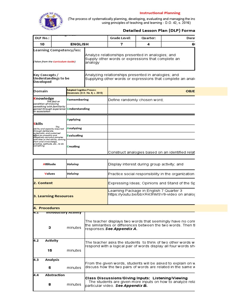 Quarter 4 - Week 3 - Day 2 - DLP10 | PDF | Analogy | Learning
