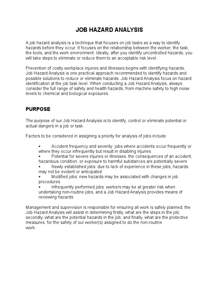 Job Hazard Analysis | PDF | Hazards | Prevention