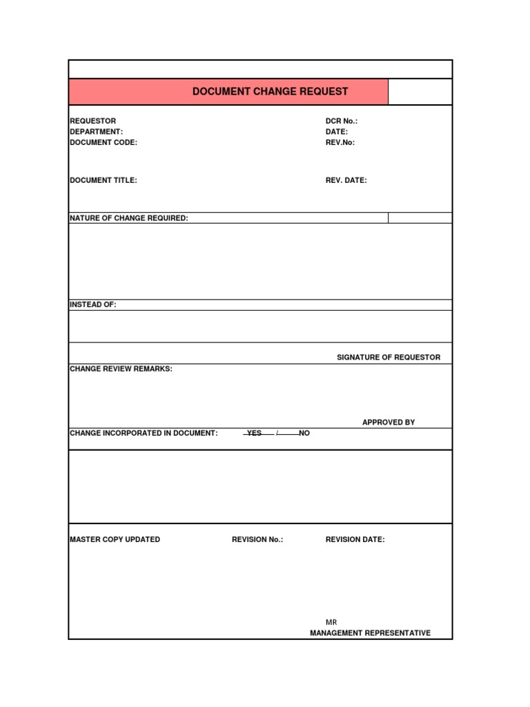 Document change request form template | PDF