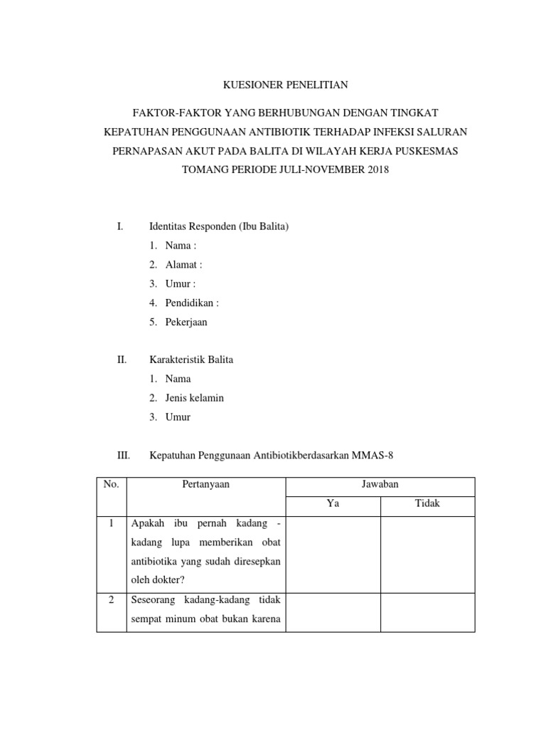 Kuisioner Mmas 8 | PDF