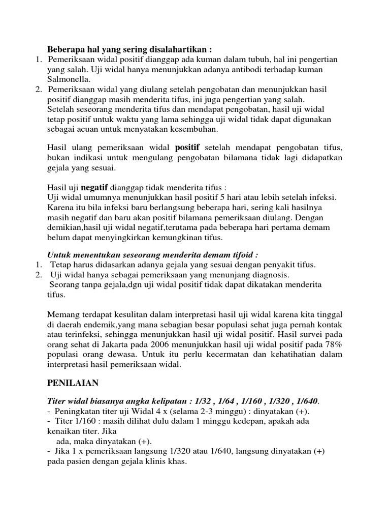 Memahami Hasil Uji Widal | PDF | Pengembangan Diri