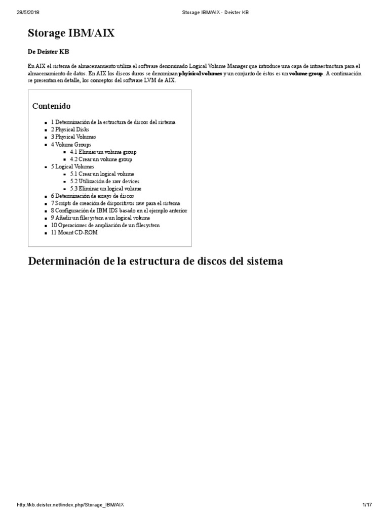 Storage IBM - AIX - Deister KB | PDF | Poco | Ingeniería Informática