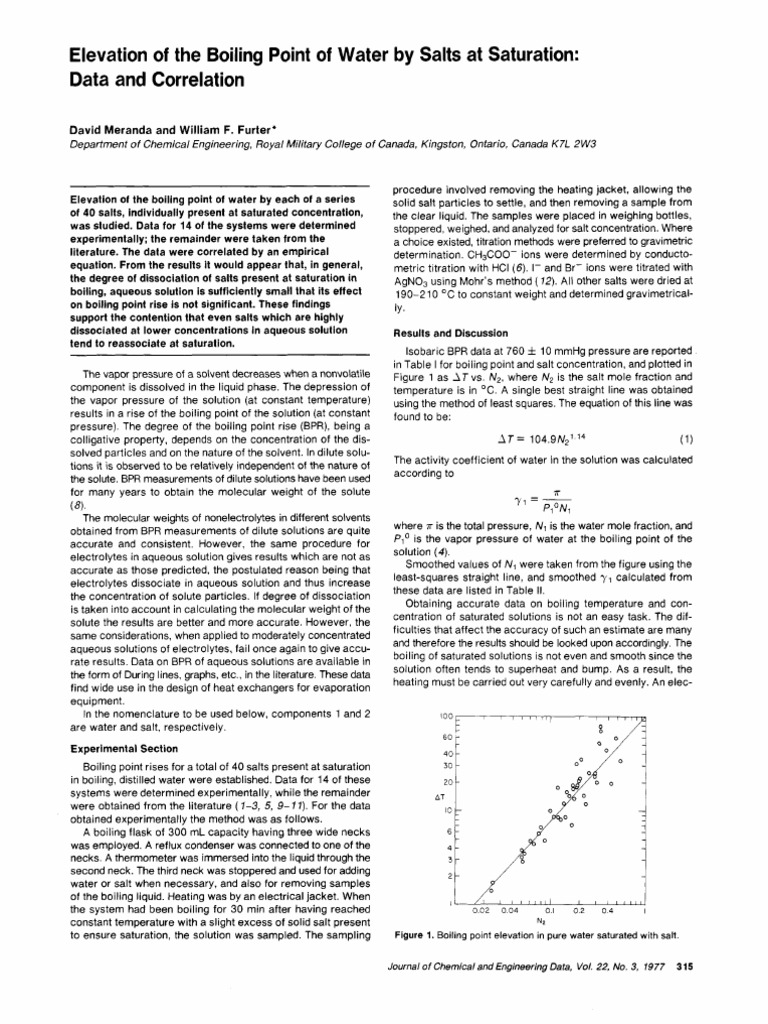 Boiling Point Elevation of Water by Salts | PDF | Solution | Chemical ...