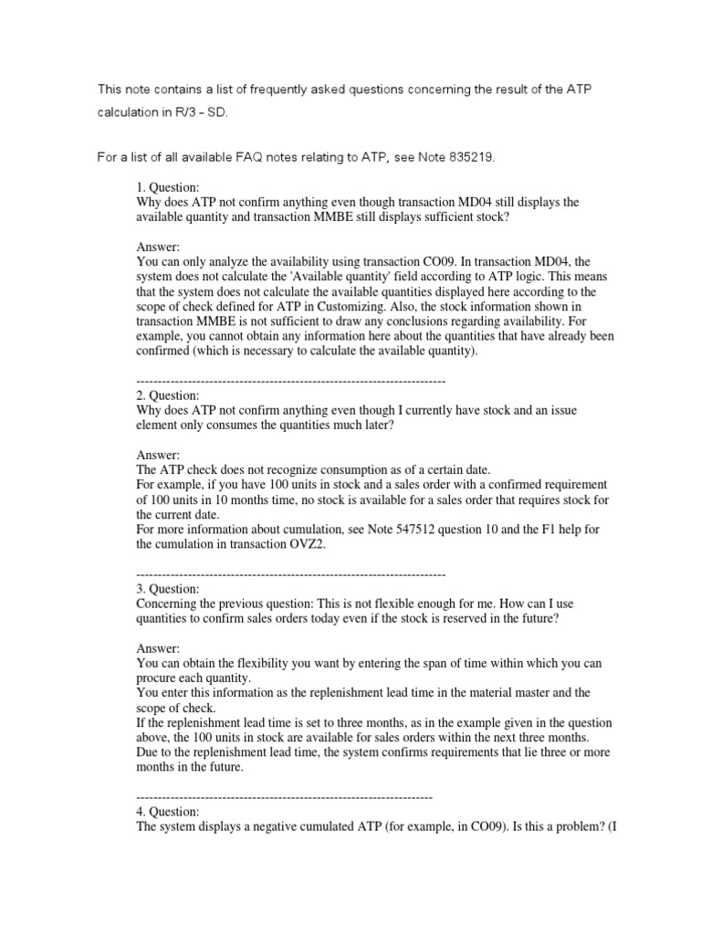 Atp Questions | Receipt | Business