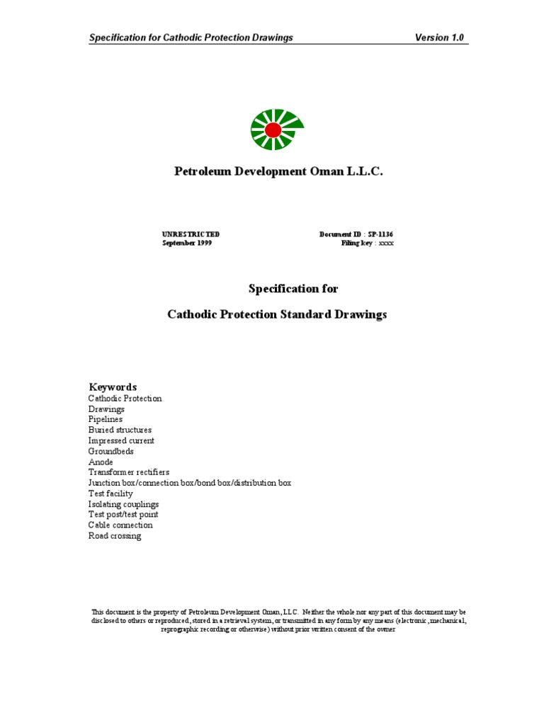 Cathodic Protection Drawings SP-1136 | PDF | Electricity | Electromagnetism