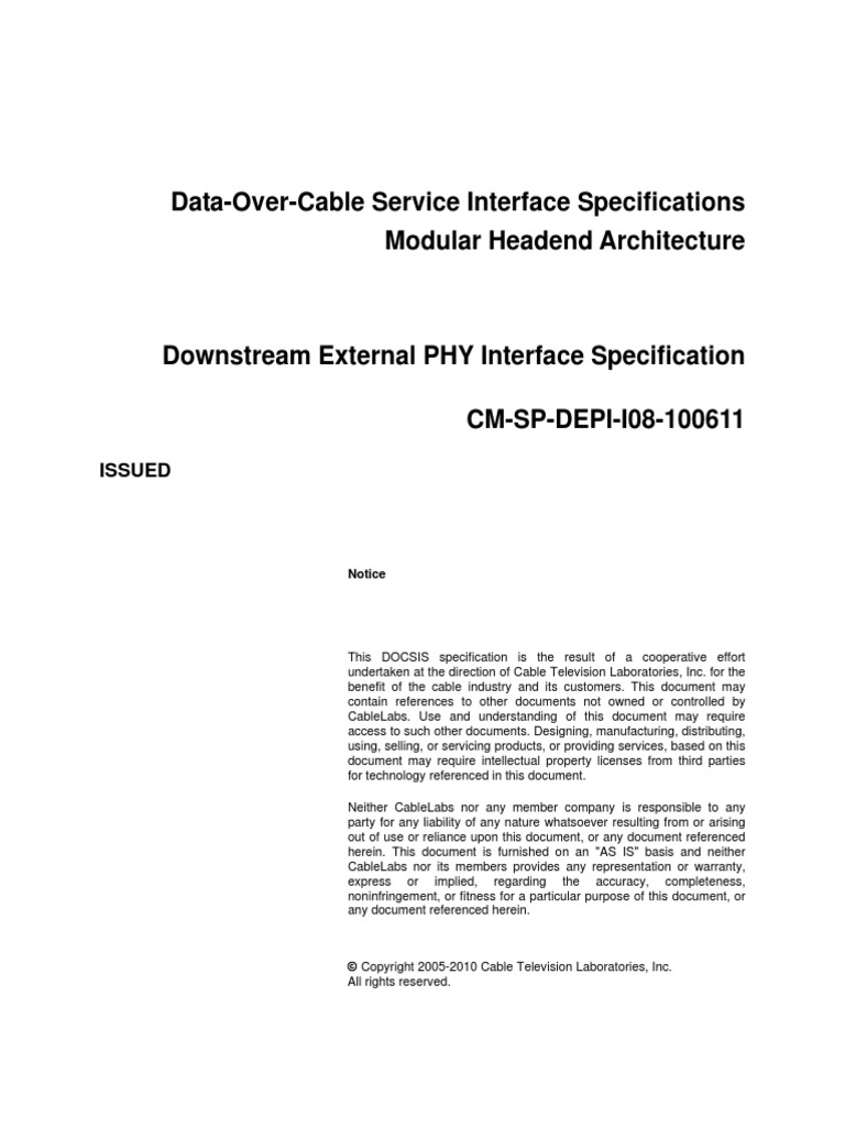Data-Over-Cable Service Interface Specifications Modular Headend Architecture | PDF | Hertz ...