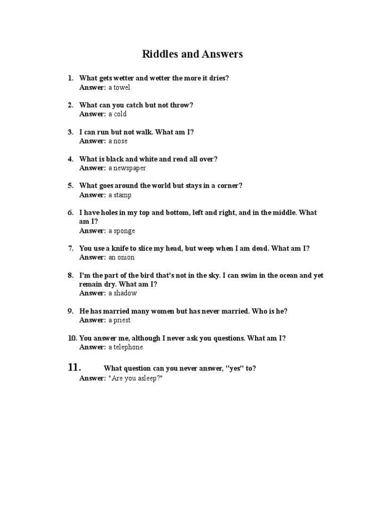 Riddles and Answers | PDF | Nature