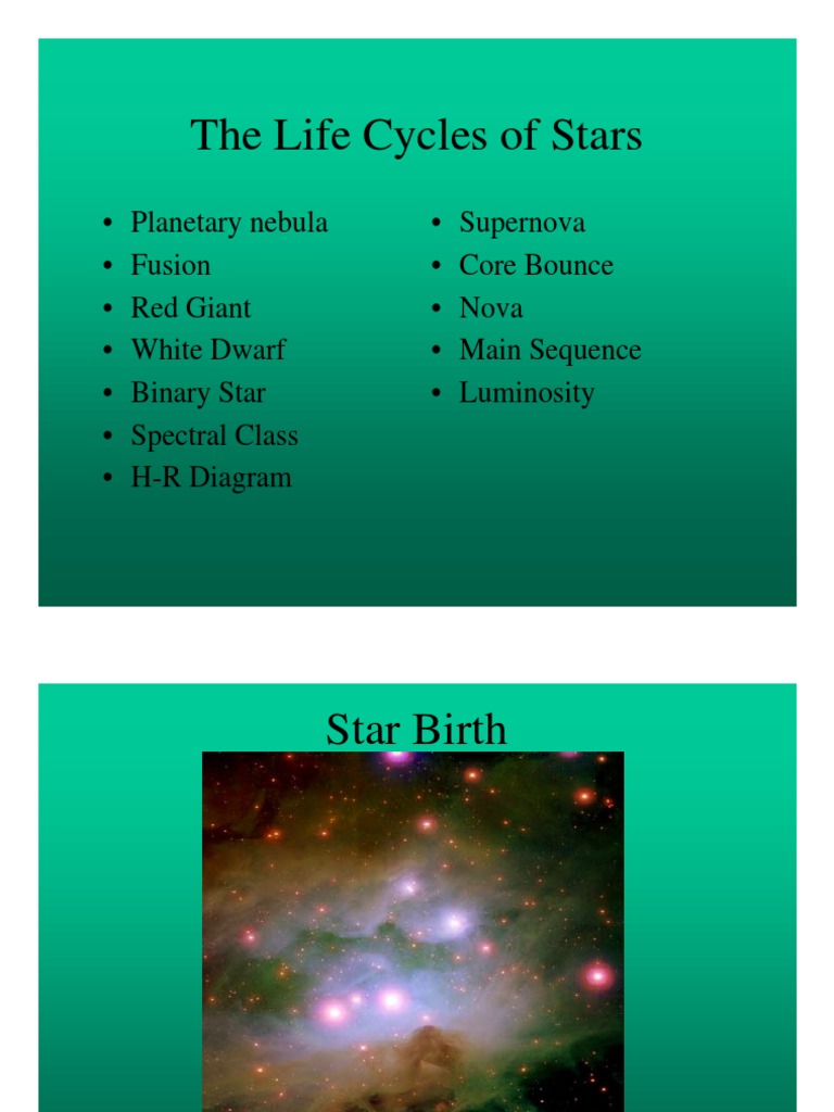 The Life Cycles of Stars | PDF