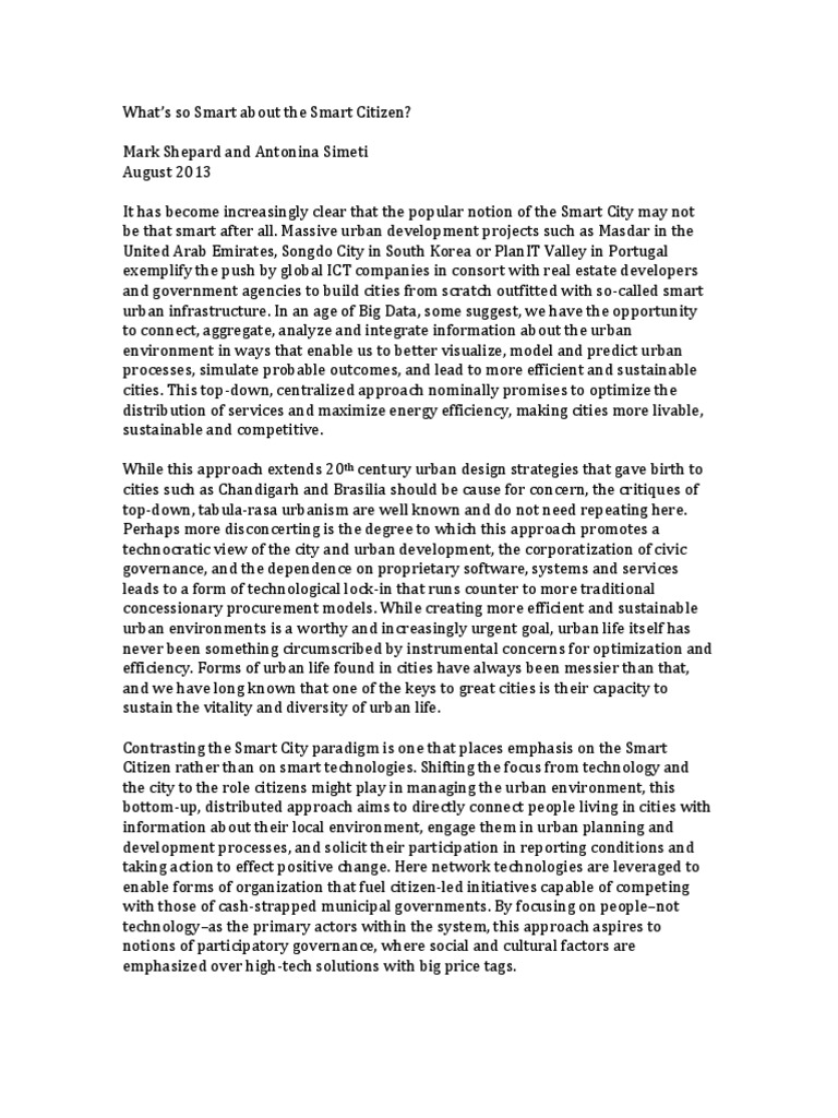 What's So Smart About The Smart Citizen? | PDF | City | Business