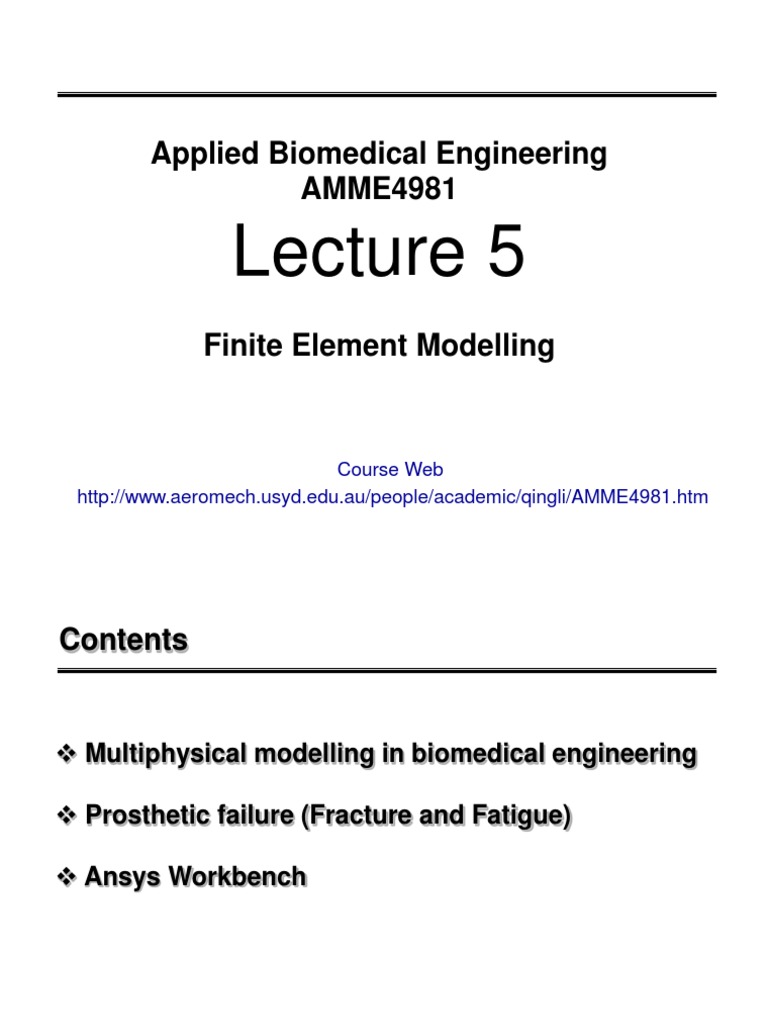 Lecture - Finite Element Modelling Biomechanics | PDF | Fracture ...