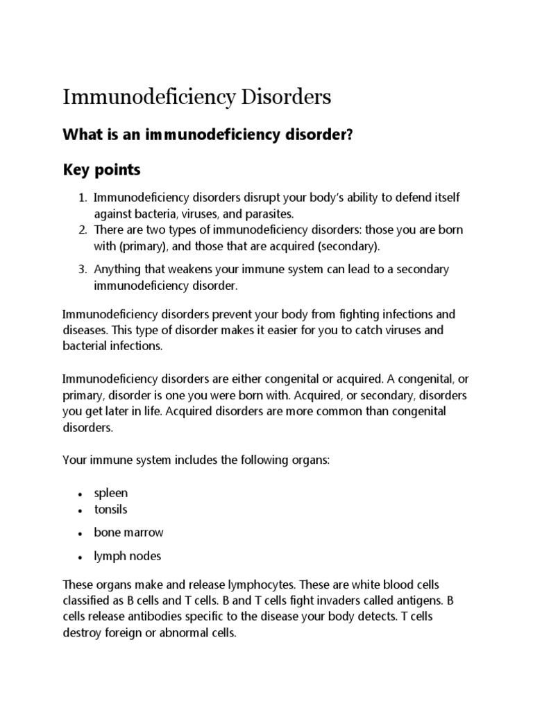 Immunodeficiency Disorders: What Is An Immunodeficiency Disorder? Key ...