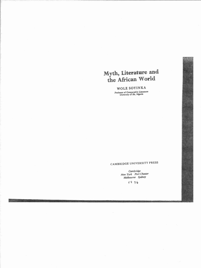 Soyinka Wole The Ritual Archetype 1976 PDF | PDF