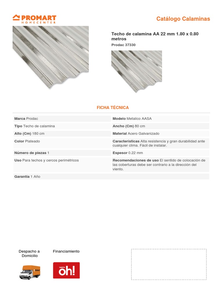 Especificacines Tecnicas Calamina 1.80X0.80 | PDF