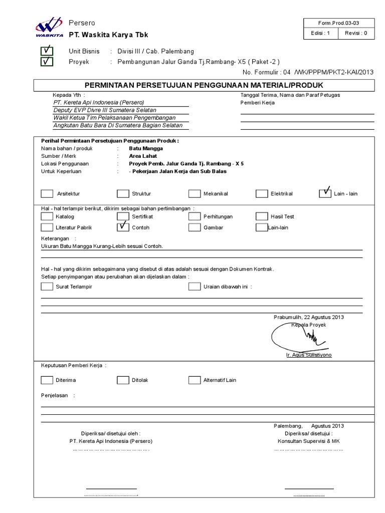 Persetujuan Material Batu Mangga | PDF