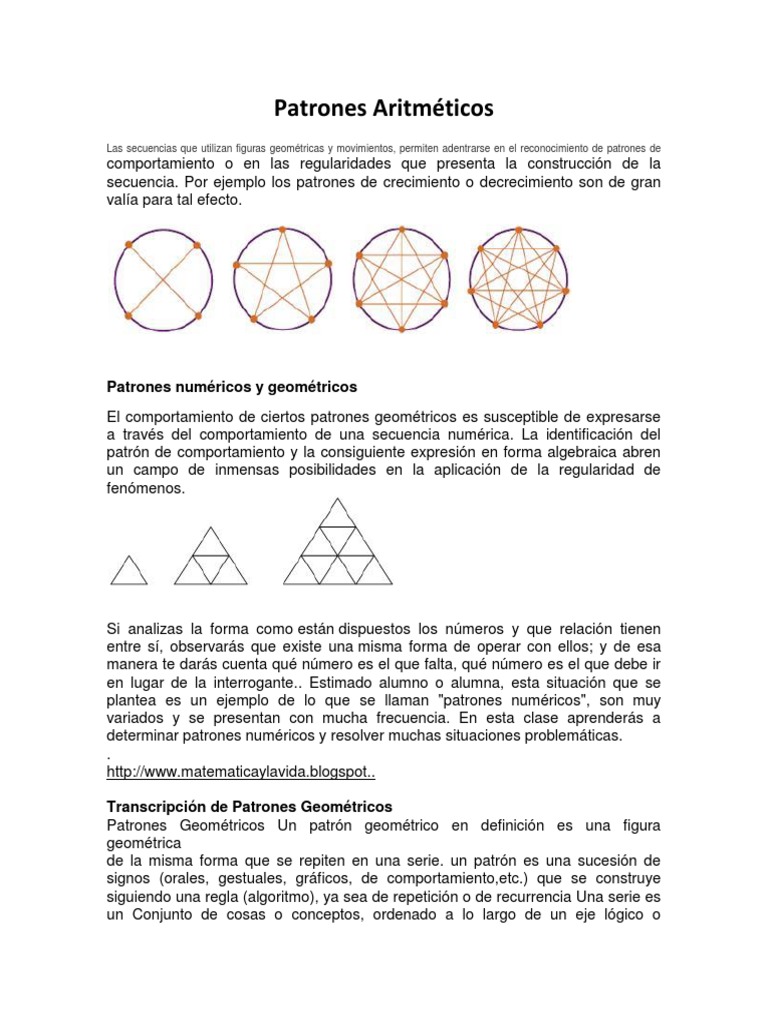 Ejemplos de Patrones Numéricos y Geométricos | PDF | Álgebra ...