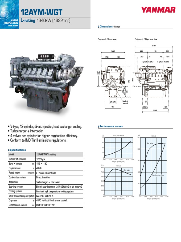 12AYM-WGT Diesel Marine Engine Specs | PDF | Engines | Turbocharger