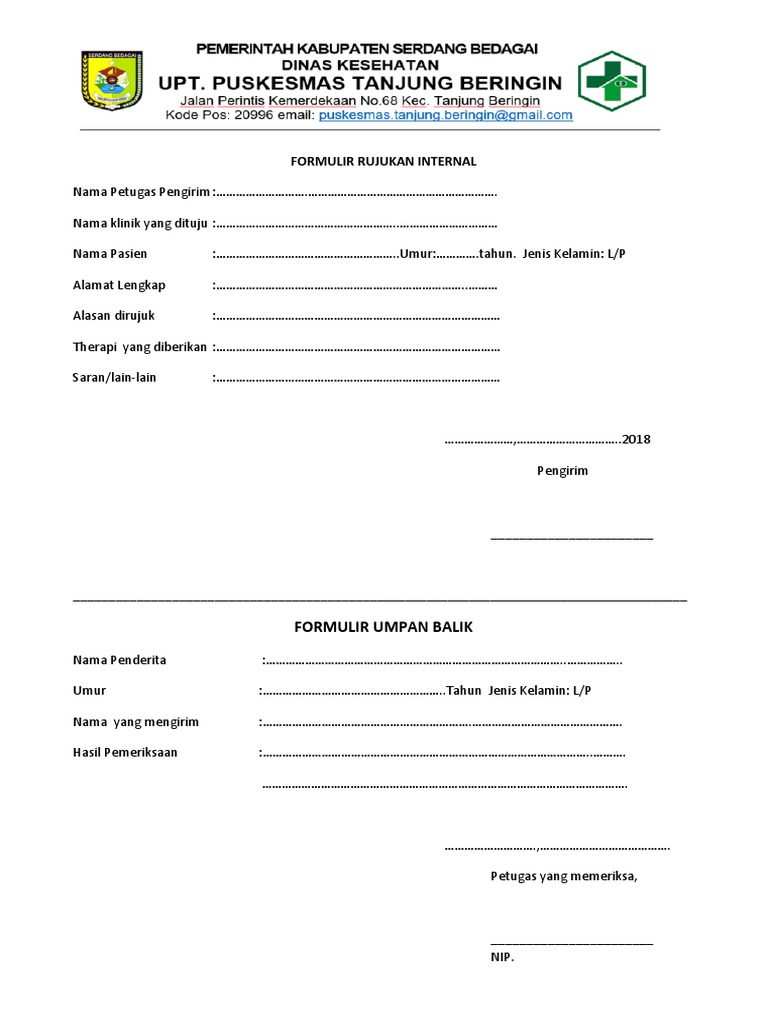 Formulir Rujukan Internal | PDF