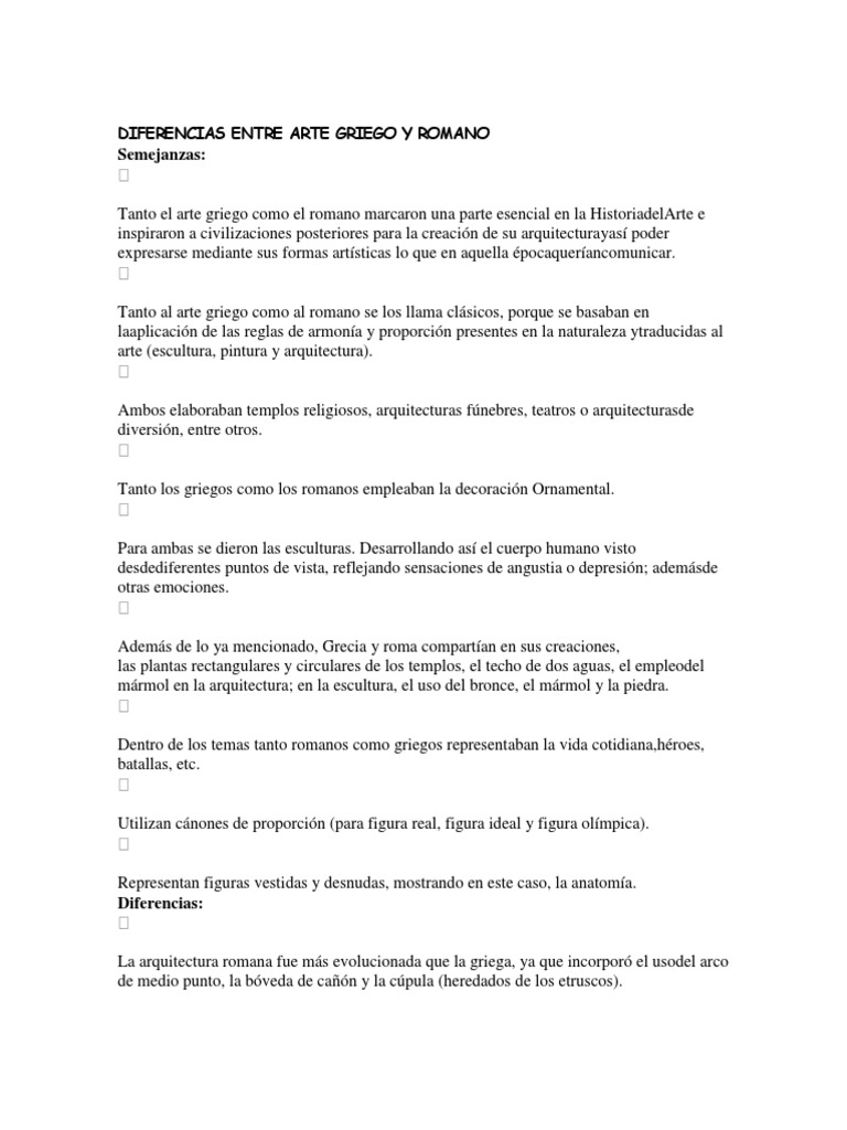 Diferencias Entre Arte Griego y Romano | PDF | Clásicos