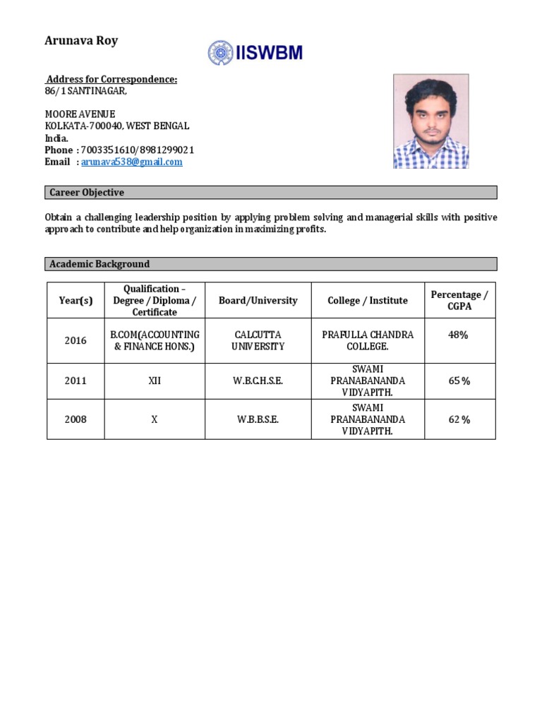 Arunava Roy: Address For Correspondence | PDF | Kolkata | Behavior ...