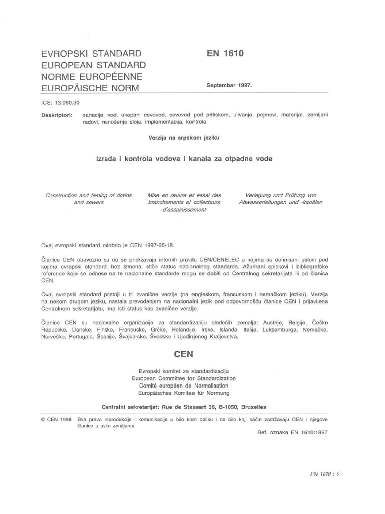 Standard - EN 1610 PDF | PDF
