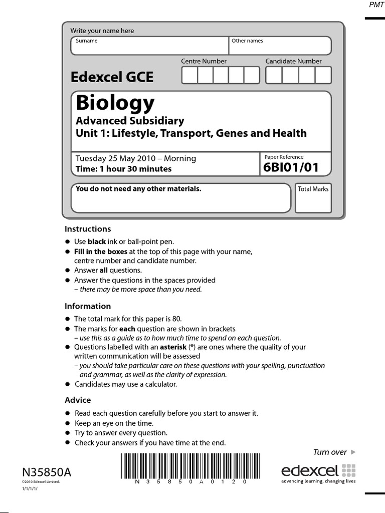 June 2010 MS - Unit 1 Edexcel Biology A-Level | PDF | Hydrolysis ...