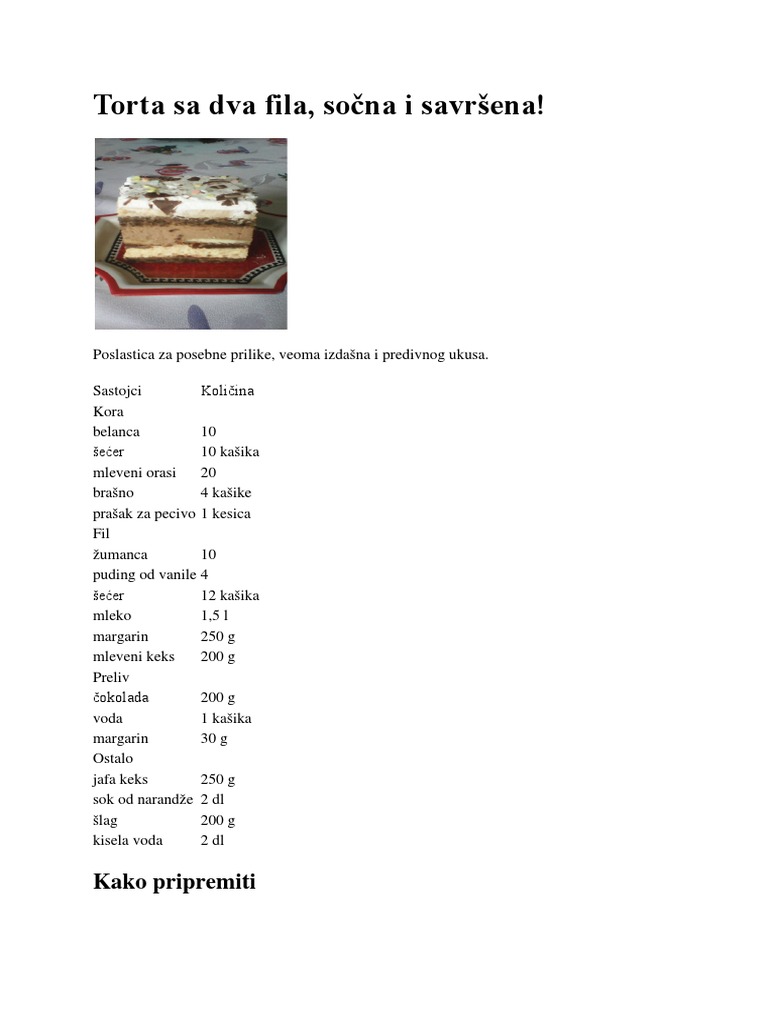 Torta Sa Dva Fila | PDF