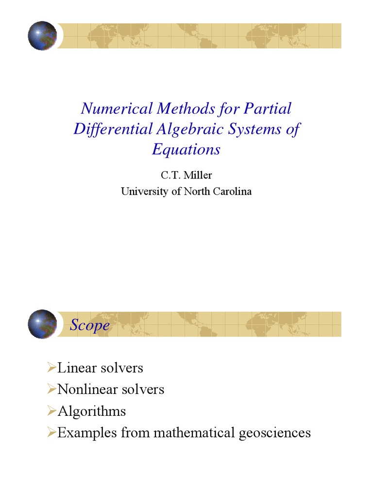 Numerical Methods For Partial Differential Algebraic Systems Of Equations Pdf Numerical