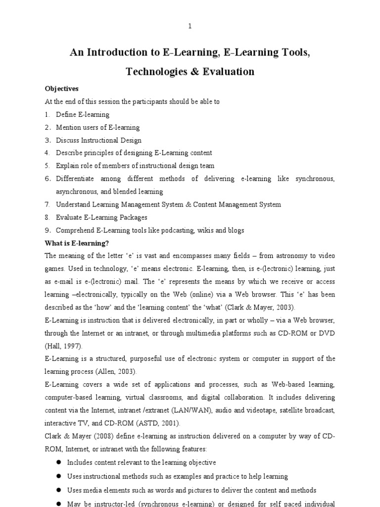 An Introduction To E Learning | Download Free PDF | Instructional ...