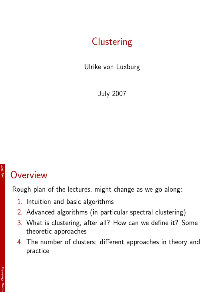 SpectralClustering Lectures | PDF | Cluster Analysis | Eigenvalues And Eigenvectors
