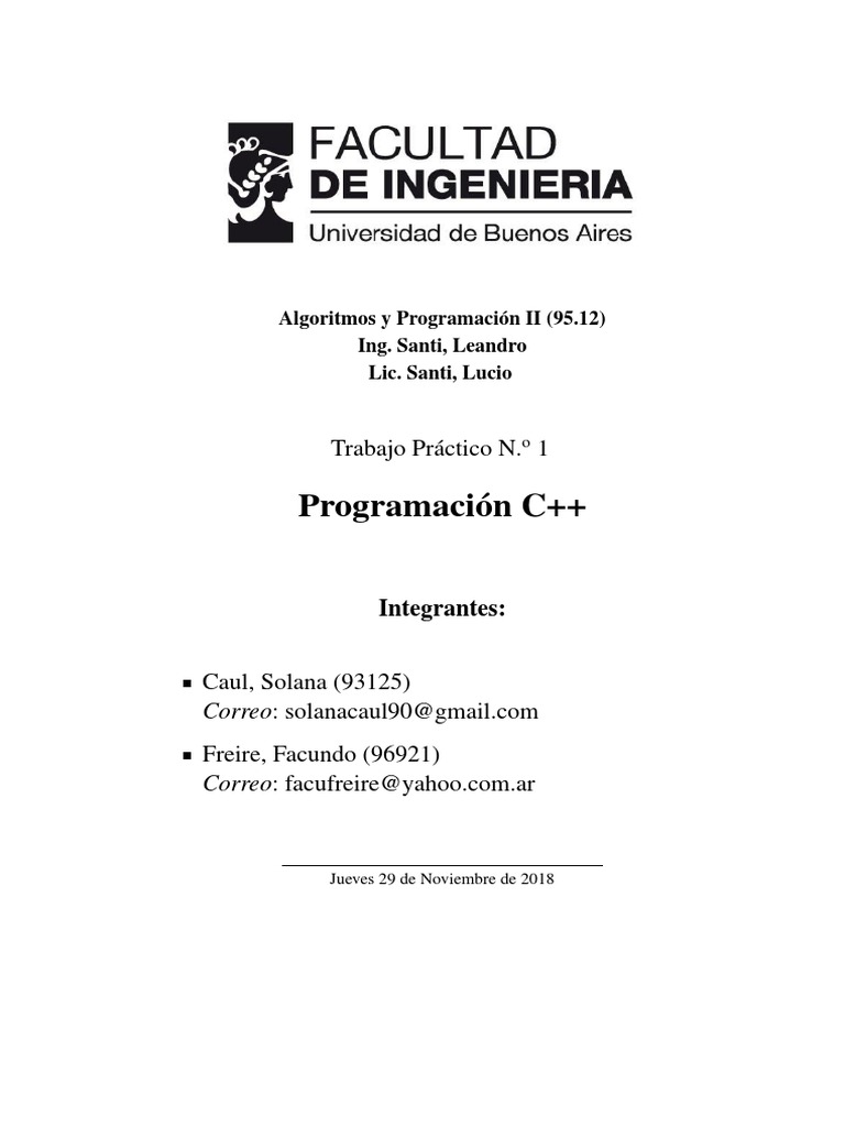 Tp1 Algoritmos II FIUBA | PDF | Objeto (informática) | Algoritmos