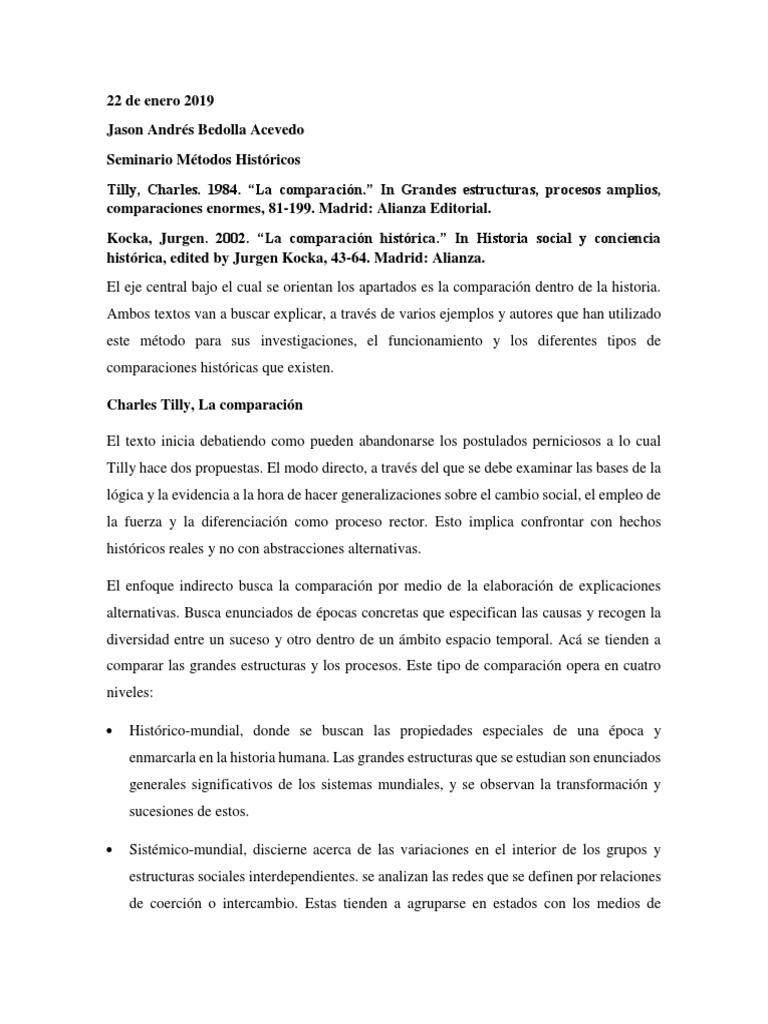 Tilly, Charles. 1984. "La Comparación." in Grandes Estructuras ...