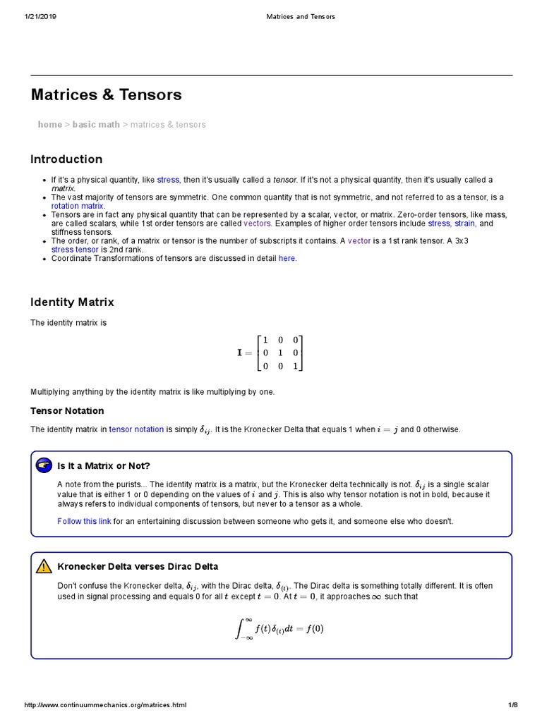 An In-Depth Guide to Matrices and Tensors | PDF | Tensor | Matrix ...