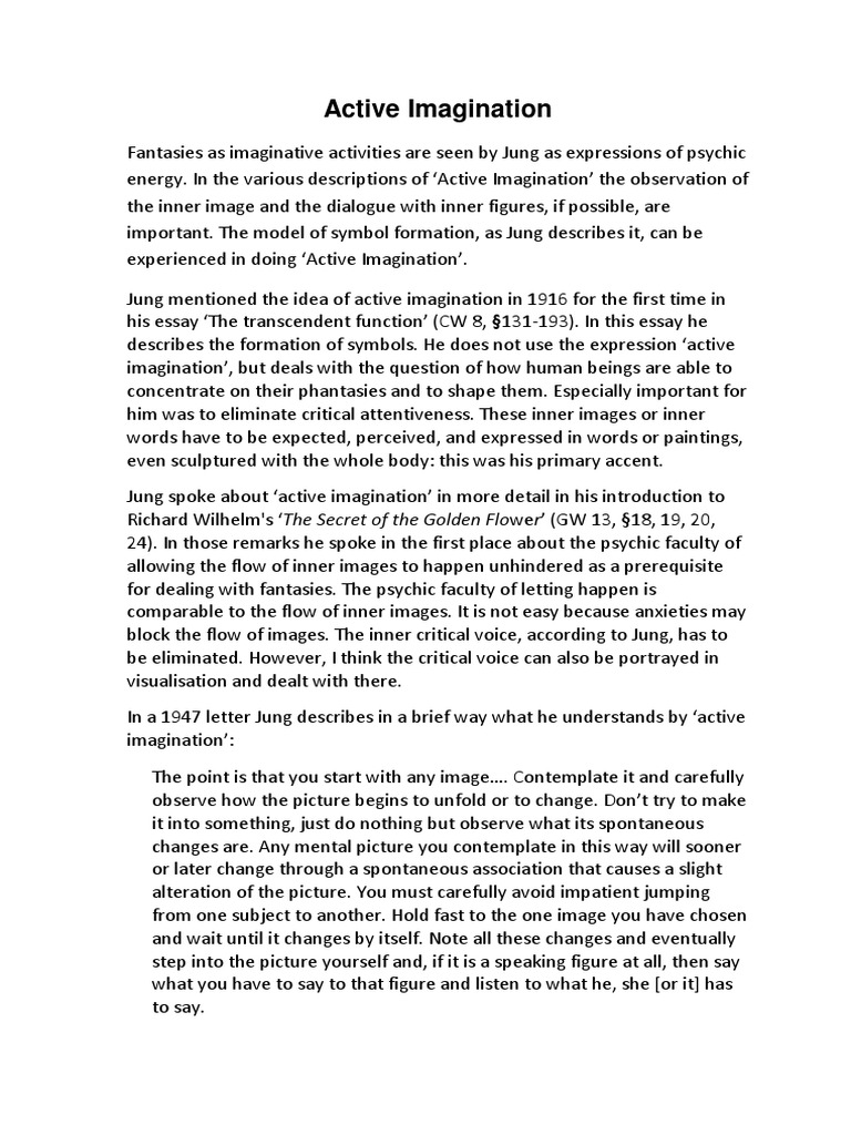 Handout Active Imagination | PDF | Imagination | Carl Jung