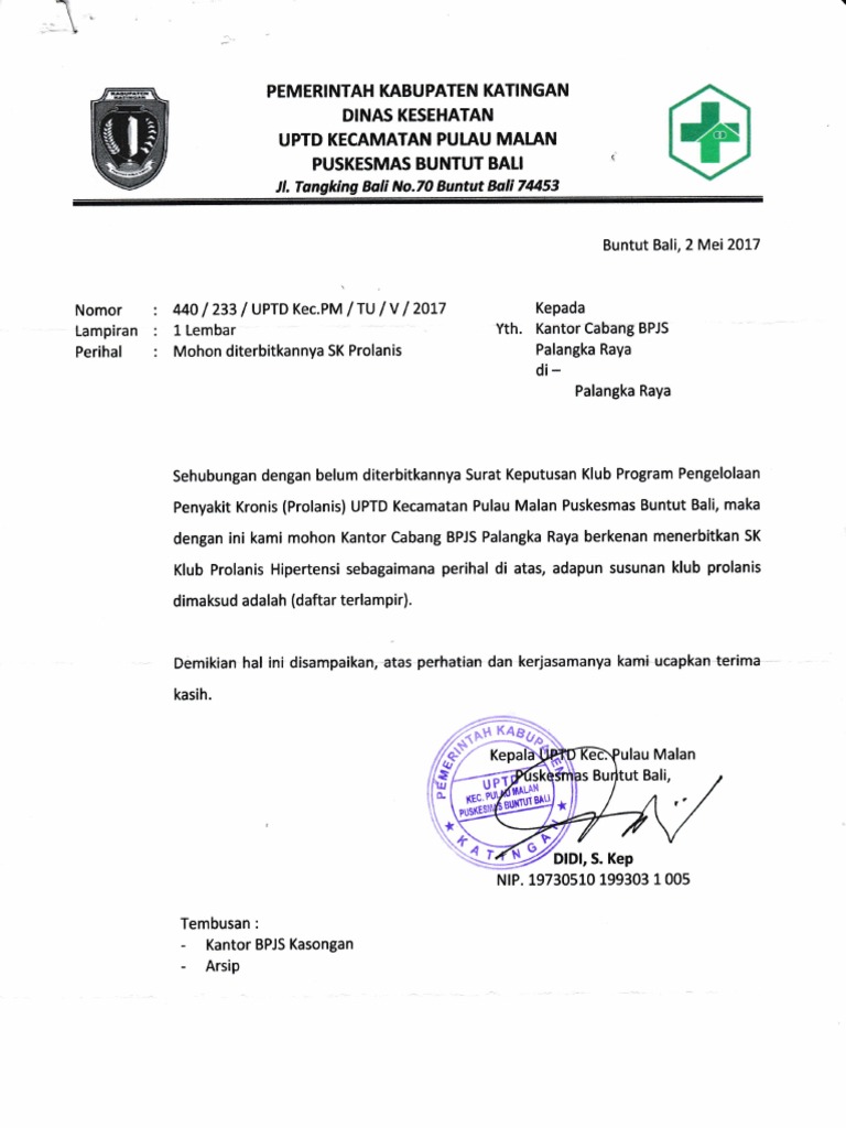 Contoh Usulan SK Prolanis PDF | PDF