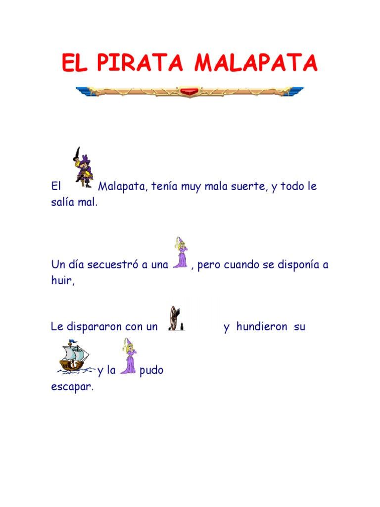 El Pirata Malapata Con Pictogramas | PDF