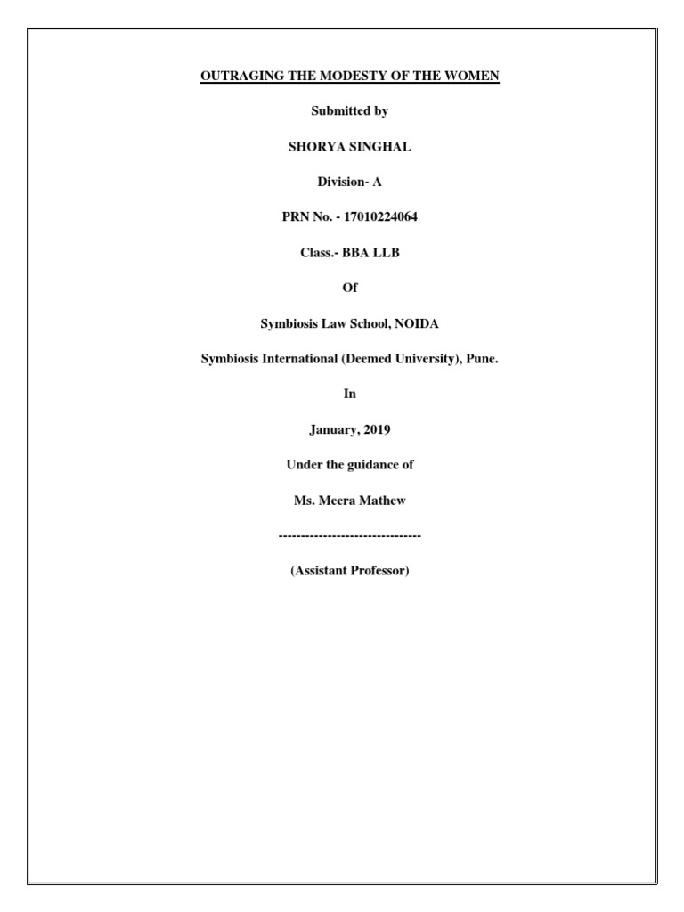 Outraging The Modesty of Women | PDF | Assault | Crime & Violence