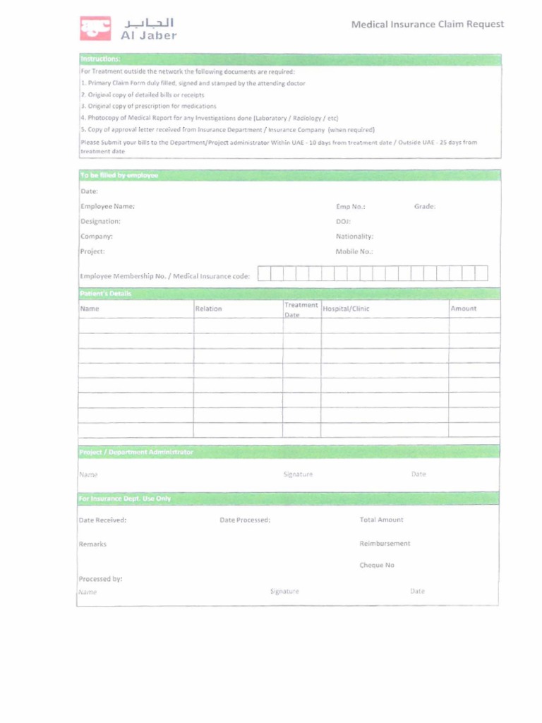 Medical Insurance Claim Request | PDF | Health Economics | Healthcare ...