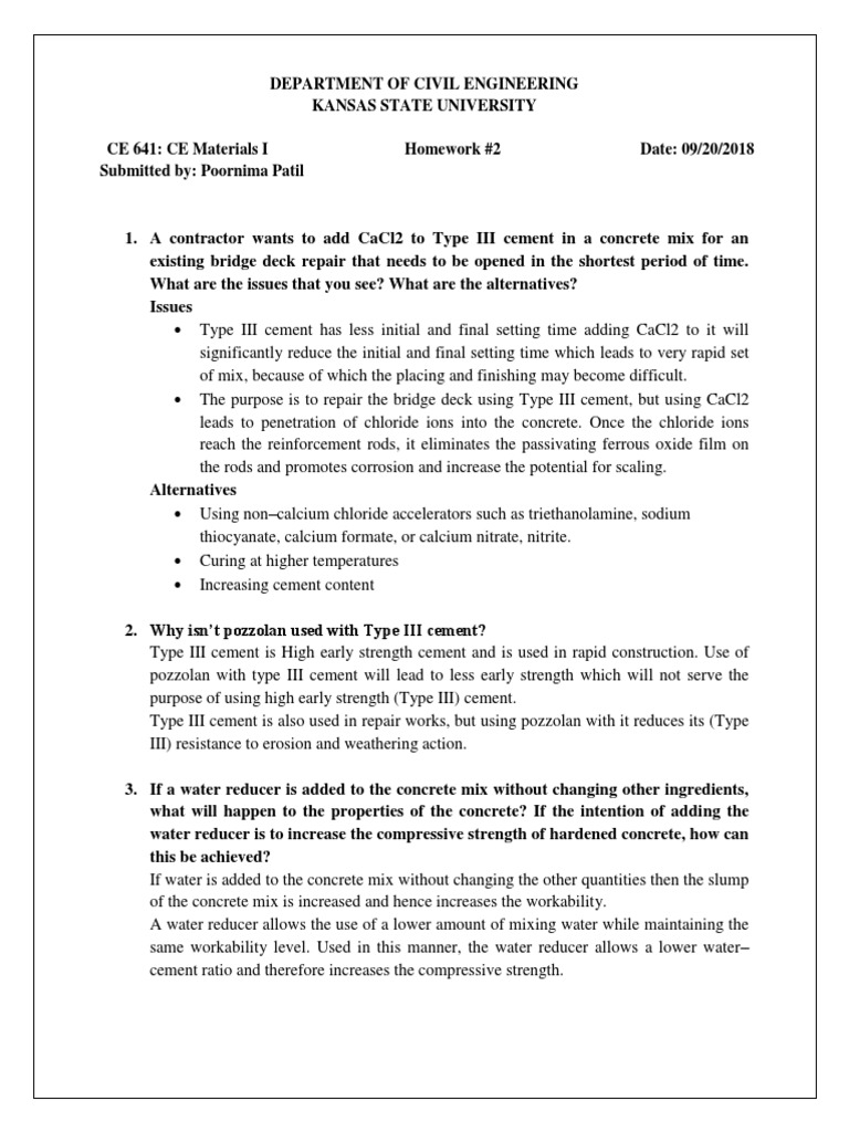 Assignment 2 Materials | PDF | Concrete | Cement
