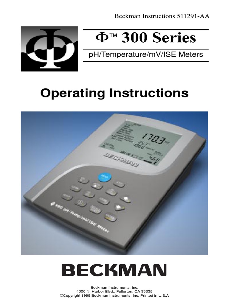 PH Meter Beckman360 Usermanual PDF | PDF | Ph | Buffer Solution