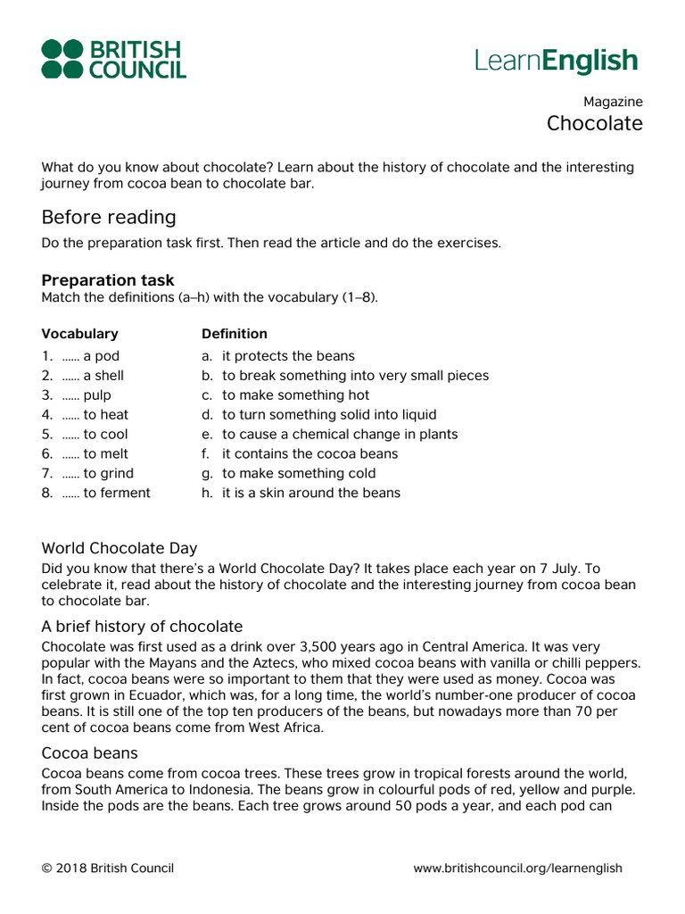 Reading - Chocolate | PDF | Cocoa Bean | Chocolate