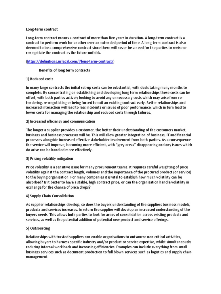 Long Term Contracts | Download Free PDF | Supply Chain | Design