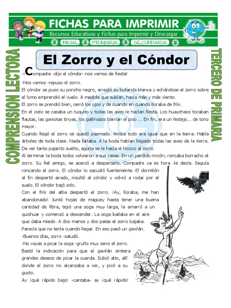 Ficha El Zorro y El Cóndor para Tercero de Primaria | PDF | Ocio