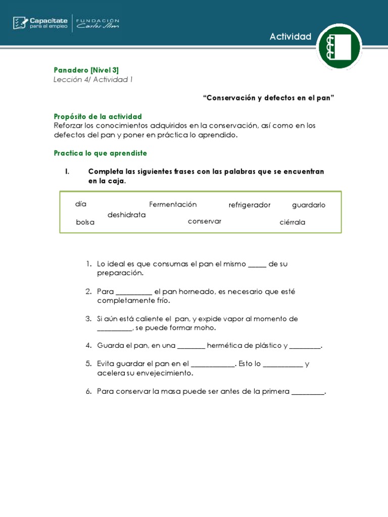 Consevación y Defectos Del Pan | PDF | Panes | Levadura