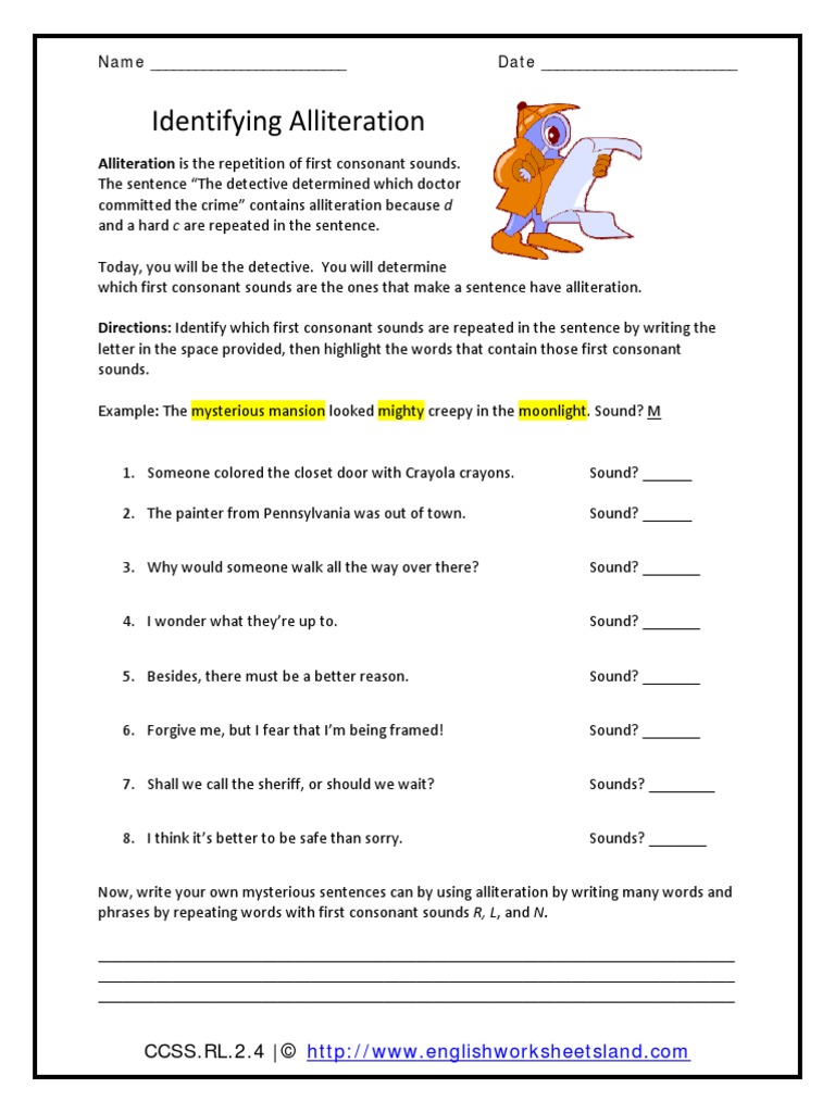 Identifying Alliteration: Alliteration Is The Repetition of First ...